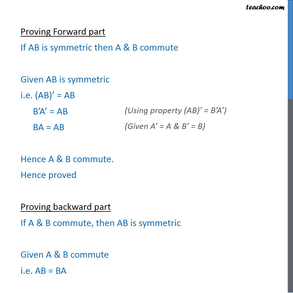 Example 27 If A B Are Symmetric Matrices Of Same Order Show Exam